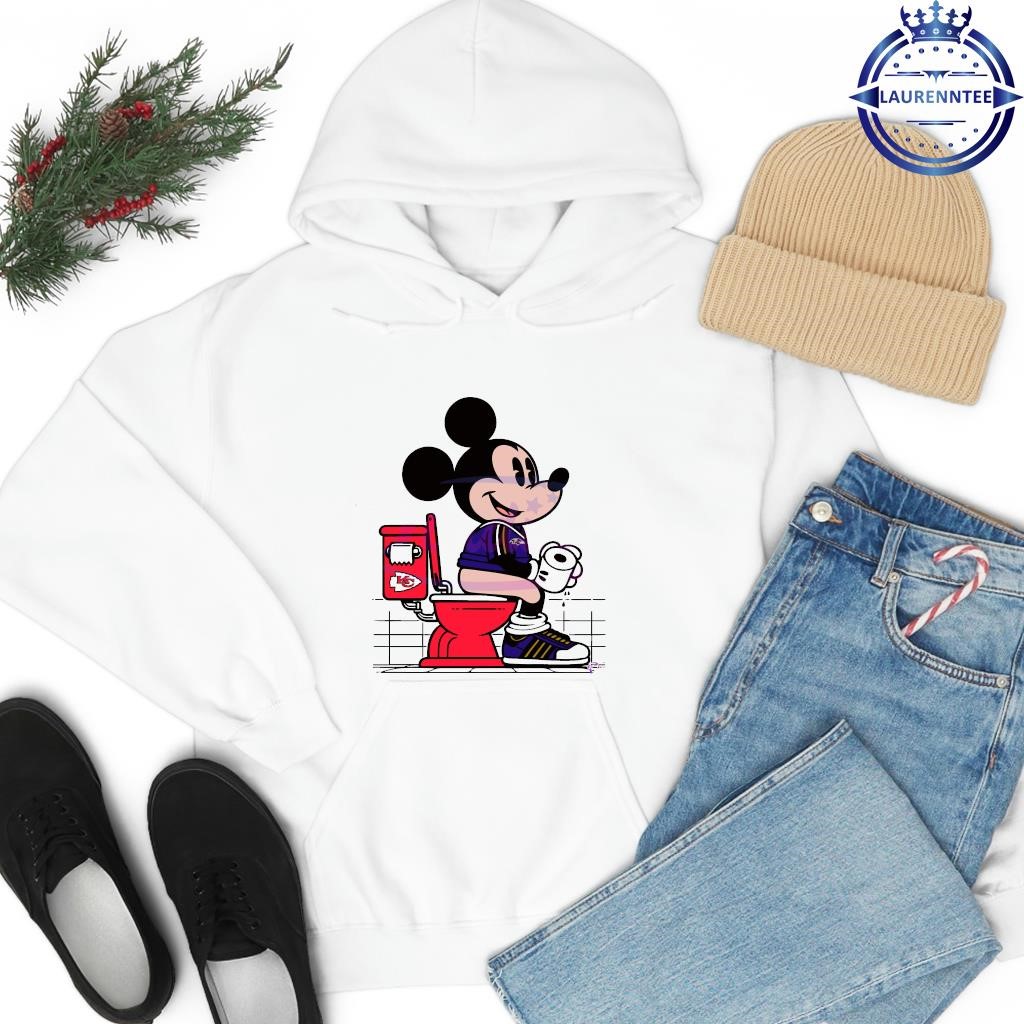 Custom mickey mouse ravens sitting on Chiefs shirt, hoodie, sweater ...